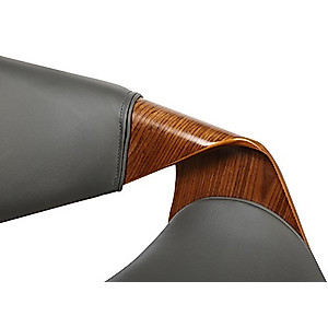 Armen Living Geneva Office Chair in Grey Faux Leather and Chrome Finish