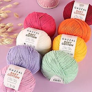 5 Skein (Pack) Total 8.8 Oz. Gazzal Baby Cotton Each 1.76 Oz (50g) / 150 Yrds (165m) Soft, Fine Baby Yarn, 60% Cotton, Blue - 3428