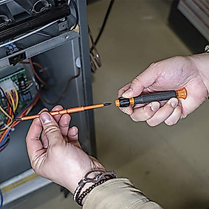 Klein Tools 32581INS Precision Screwdriver, 2-in-1 Insulated Screwdriver with No. 0 Phillips and 1/8-Inch Slotted Bits