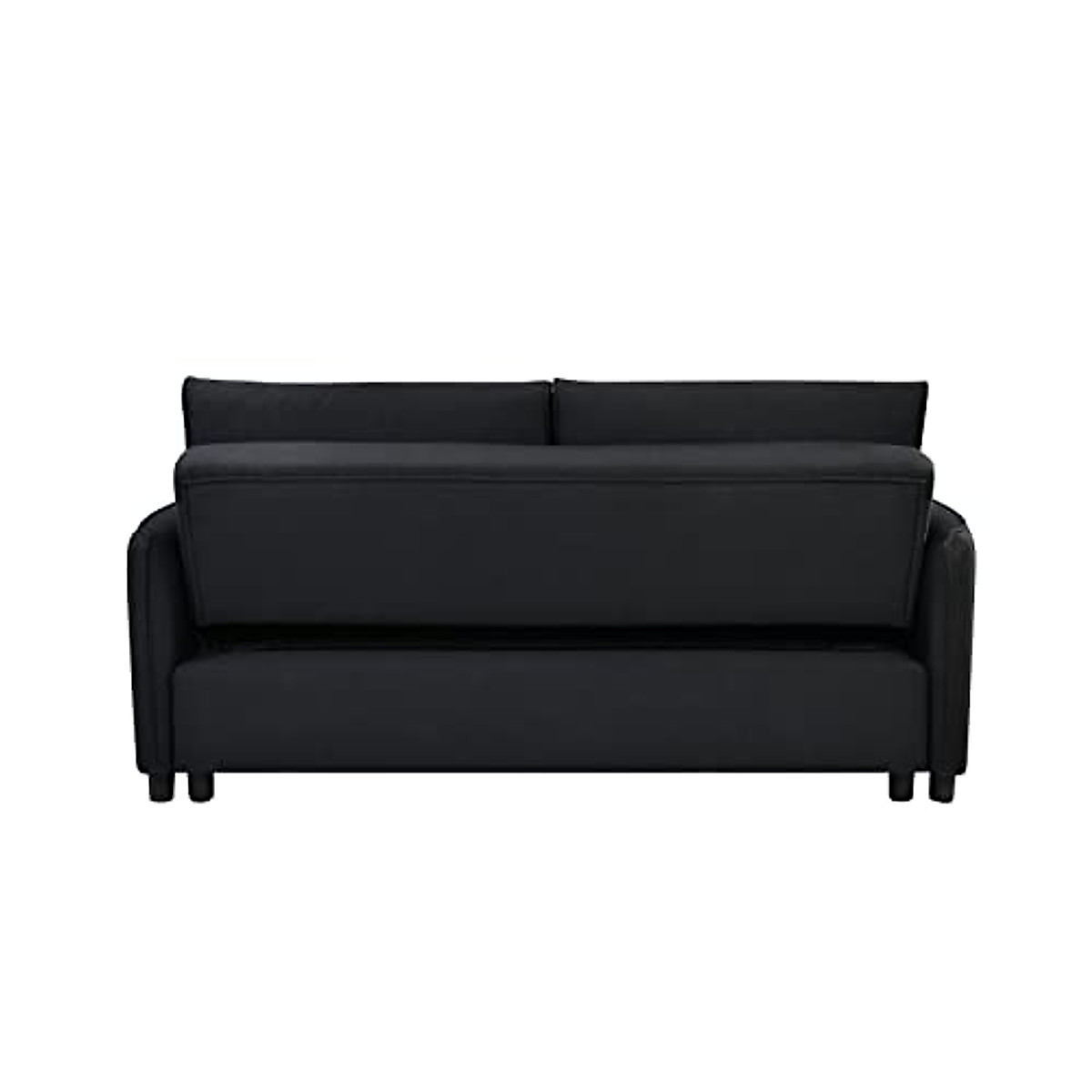 ERYE 3-in-1 Tufted Futon Loveseat Convertible Sleeper Bed W/Pull Out Sleep Daybed, Functional Reclining Backrest Love Seat Sofa & Couch for Living Room Sofabed, Queen, Black W/ 2 Pillows