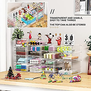 Makeup Organizer Storage With 16 Drawers, 4 Pcs Desktop Office Supplies, Desk Organizers, Clear Desk Accessories, Dustproof Drawer Organizer and Storage for Make Up, Jewelry, Pen, Desktop Stationary