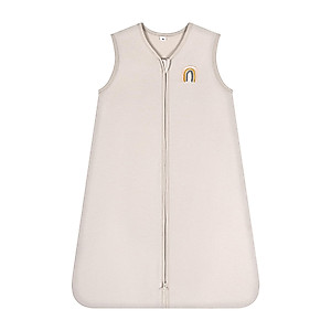 TILLYOU Sleep Sack 1 Pack - Baby Wearable Blanket with 2-Way Zipper, Extra Soft Cotton Sleeveless Sleeping Bag for Infants, 18-24 Months, Nude