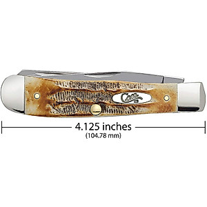Case WR XX Pocket Knife Burnt 6.5 Bonestag Trapper Item #3573 - (6.5254 SS) - Length Closed: 4 1/8 Inches