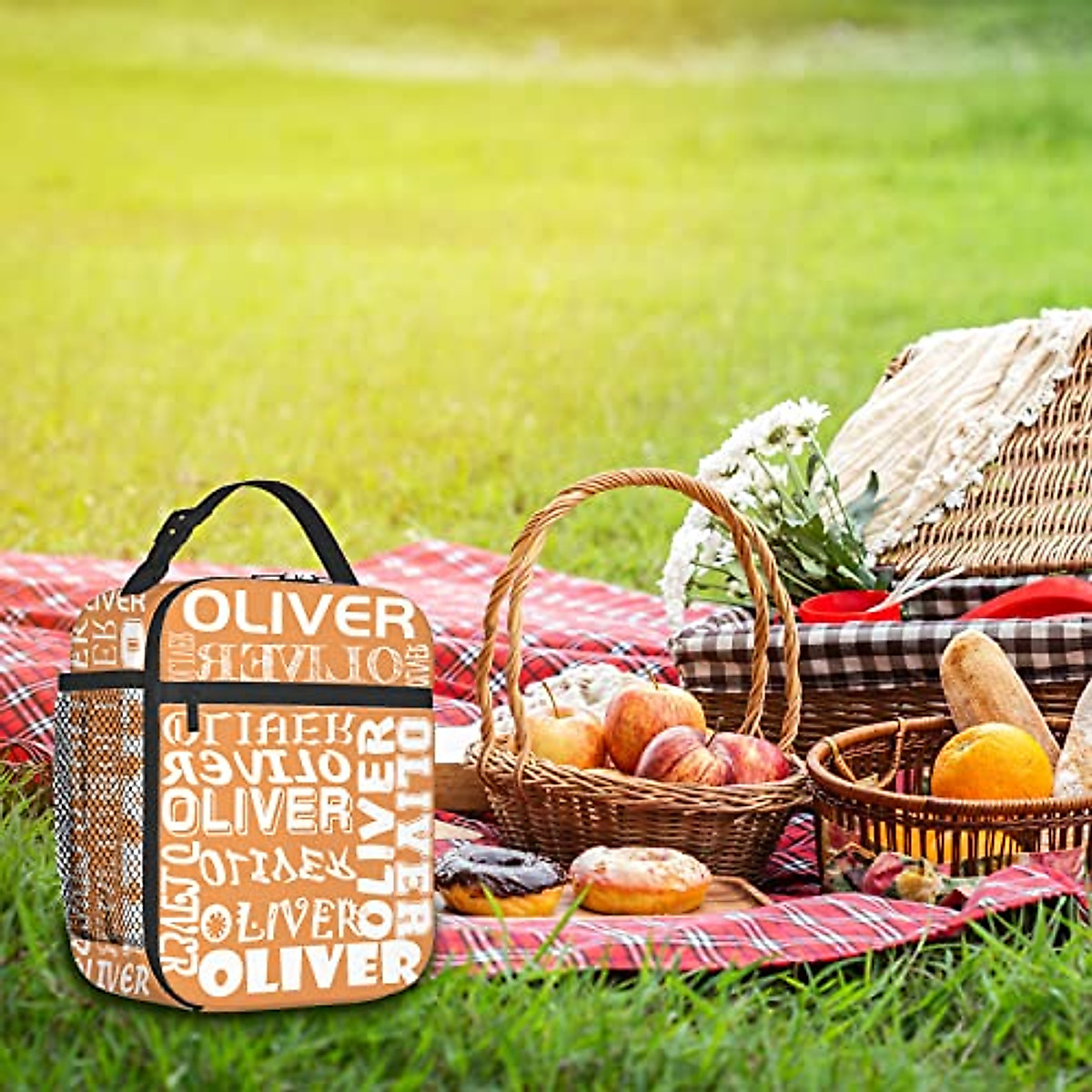 Jdowkoa Custom Lunch Bag with Name, Personalized Reusable Insulated Lunch Box with Name for Girls Boys Women Men, Customized Name Lunch Tote Bags for Picnic Travel School Work