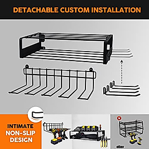 HONRISE Power Tool Storage Rack Wall Mounted Storage Rack Garage Tool Storage Box Cordless Drill Storage Rack Heavy Duty Tool Rack Detachable Design Suitable for Garage Warehouse and Studio