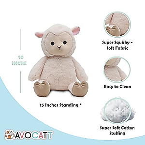 Avocatt Heatable Stuffed Sheep Plush - 10 Inches Unscented Microwavable Lamb Toy - Warmable Heating Pad - Warm and Hot Therapy for Cramps, Back, and Neck Pain Relief