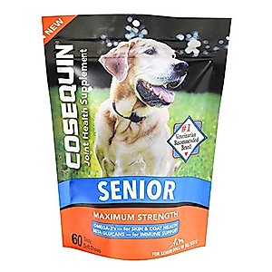 Nutramax Cosequin Senior Joint Health Supplement for Senior Dogs - With Glucosamine, Chondroitin, Omega-3 for Skin and Coat Health and Beta Glucans for Immune Support, 60 Soft Chews