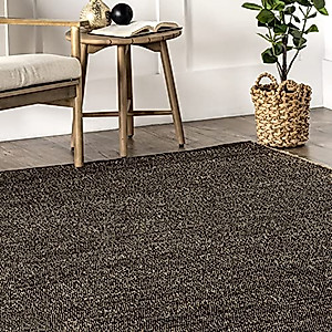 nuLOOM Elfriede Farmhouse Jute Blend Accent Rug, 3x5, Charcoal