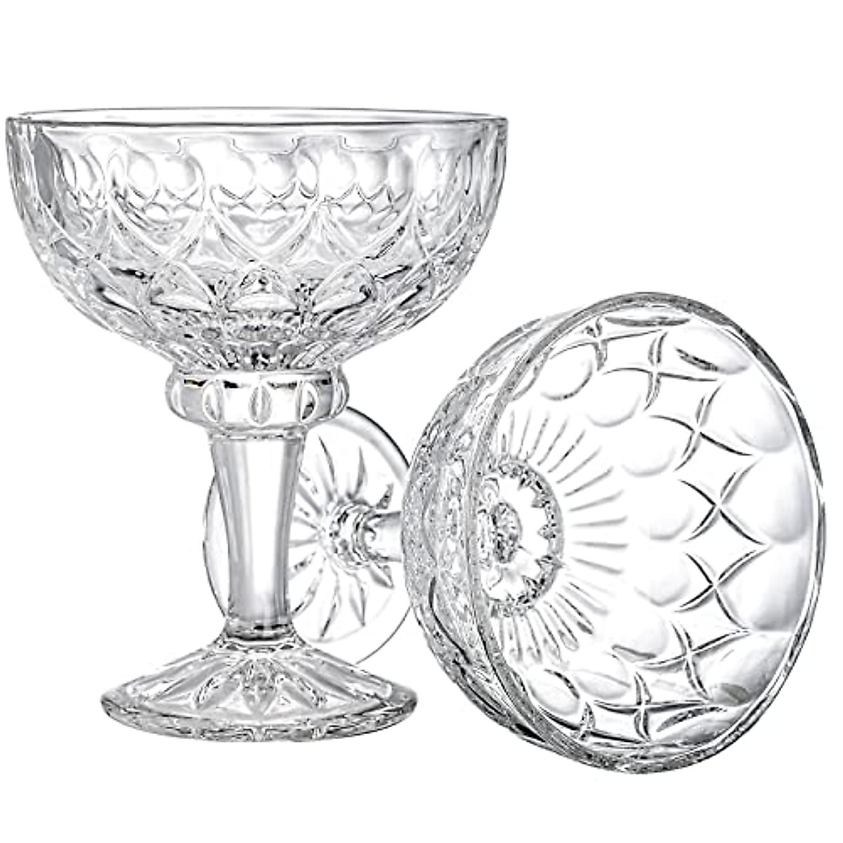 Dicunoy 6 Pack Glass Ice Cream Bowls, 8 OZ Footed Dessert Cups, Clear Crystal Mousse Dishes, Coupe Salad Bowls for Fruit, Sundae, Snack, Cocktail, Condiment, Trifle, Individual Serving