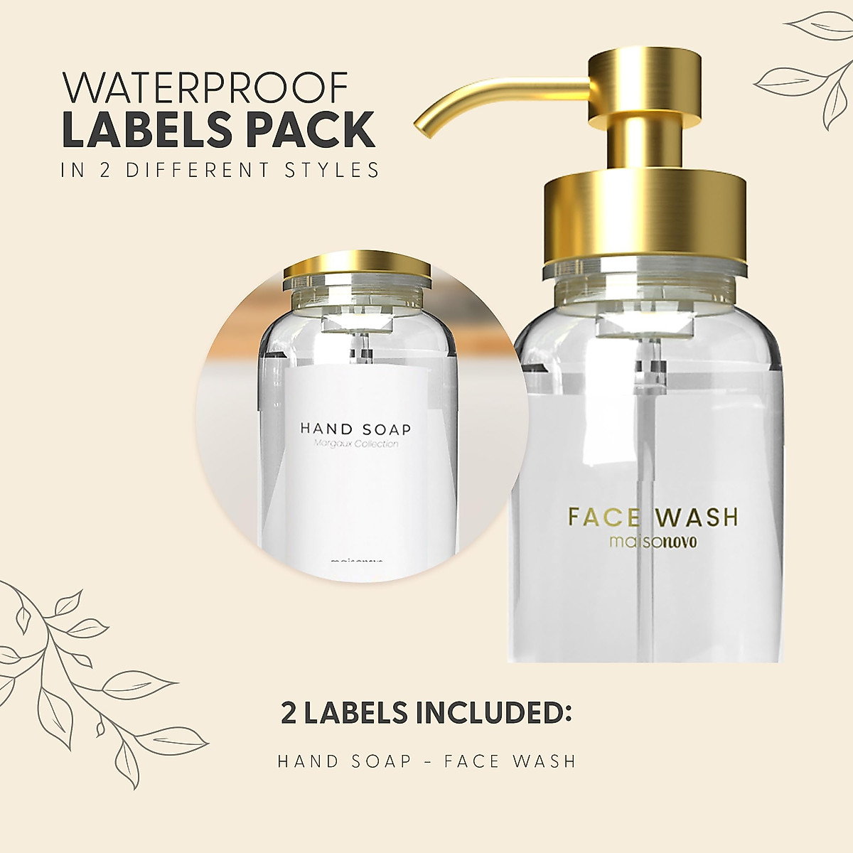 MaisoNovo Foaming Soap Dispenser with Concrete Tray - Hand Soap Refills for Foaming Dispenser - Clear Foaming Dispensers w.Tray 14 oz - 4 Mix Tablets