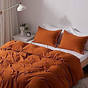 SunStyle Home Twin Size Duvet Cover Set with Buttons Closure Umber, 2 Pieces Solid Color Ultra Soft Skin-Friendly Comforter Cover Set (1 Duvet Cover +1 Pillowcase)