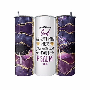 God is Within Her Psalm 46:5 Tumbler Sublimation Transfer, Ready to Press, 20 oz Straight Tumbler, Psalms Christian Transfer for Tumbler
