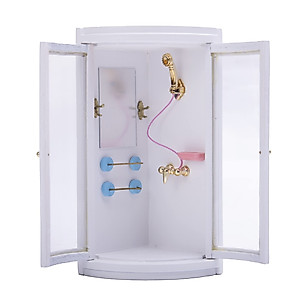 Tukaneeko 1:12 Dollhouse Shower Room Miniature Furniture Toys Mini Bathroom Decoration for Doll House