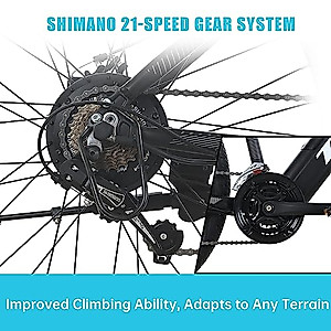 Totem Volcano Electric Bike for Adults 27.5”, 500W Powerful Motor, Ebike 48V 11.6Ah Removable Integrated Lithium Battery, Shimano 21-Speed, Mechanical Locking Suspension Fork-Blue