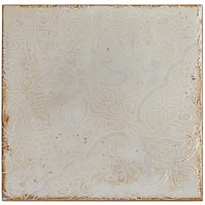 Angela Harris White & Beige Decor Polished Ceramic Wall Tile Sample