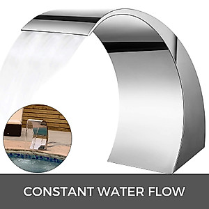 Happybuy Stainless Steel Pool Fountain 17.7 x 11.8 x 23.6 inches Pool Fountain Silver Pool Fountains for In Ground Pools Garden Outdoor Waterfalls Sheer Descent Pond Water Feature