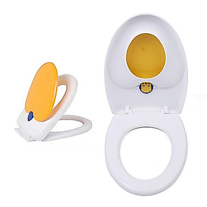 DNYSYSJ Toilet Seat with Built-in Child Seat, V-Type Toddlers/Adult Toilet Seat, Potty Training Seat (V type 1/Yellow)