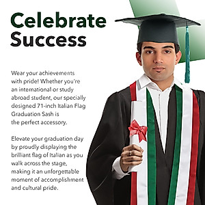 Vision Wear Italy Flag Graduation Sash/Stole International Study Abroad Adult Unisex