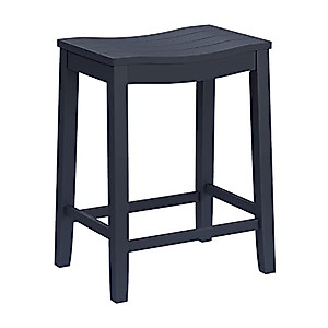 Hillsdale, Fiddler Wood Backless Counter Height Stool with Saddle-Style Seat, Navy
