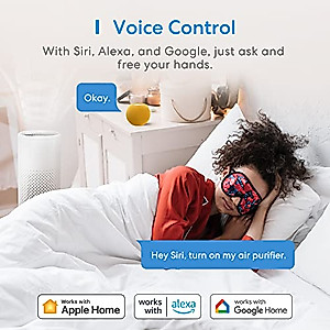 Meross Smart WiFi Air Purifier for Home Supports Apple HomeKit, Alexa, Google Home and SmartThings, H13 True HEPA Filter 24dB Quiet Air Purifier for Allergies, Pets, Smoke, Dust, Pollen, 2.4G Only