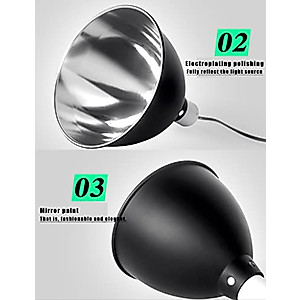 ATB-GIFT Reptile Light Fixture, 8.5inch Reptile Deep Dome Fixture with Switch for Reptile Heat Lamp UVB Light Bulb(US Plug)