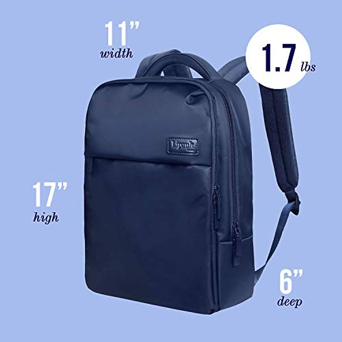 Lipault - Plume Business Backpack - 15" Laptop Over Shoulder Purse Bag for Women - Navy