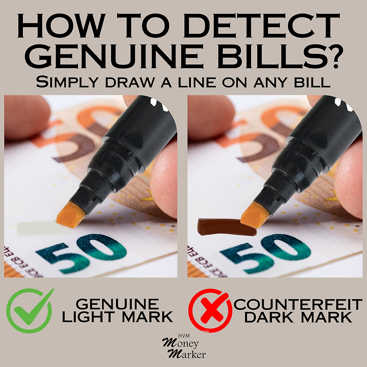 Money Marker (5 Counterfeit Pens) - Counterfeit Bill Detector Pen with Upgraded Chisel Tip - Detect Fake Counterfit Bills, Universal False Currency Pen Detector Pack