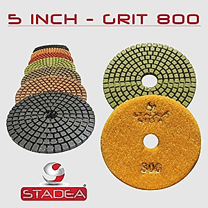 STADEA Grit 50 (2 Pieces) 5" Diamond Polishing Pads for Granite Marble Concrete Stone polishing Wet Grinder