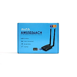 【New Version Type-C WiFi USB】 ALFA AWUS036ACH Long-Range Dual-Band AC1200 Wireless Wi-Fi Adapter w/2x 5dBi External Antennas – 2.4GHz 300Mbps/5GHz 867Mbps – 802.11ac & A, B, G, N