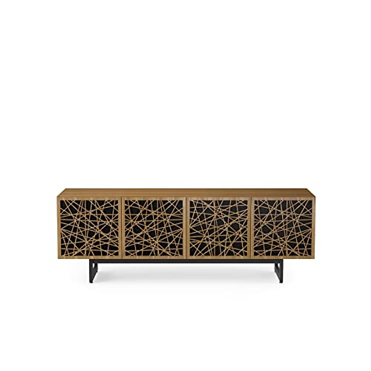 BDI Furniture Elements Quad Cabinet Ricochet Doors, Media Base, Walnut Finish