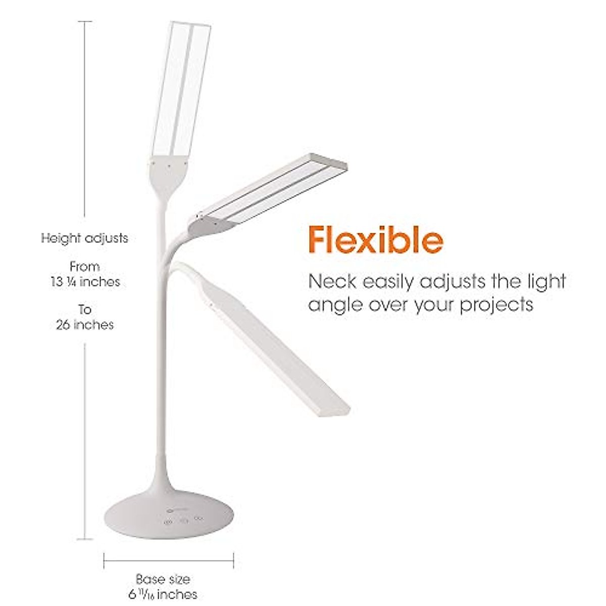 OttLite Pivot LED Desk Lamp, Dual Shade Desk - 3 Color Temperature Modes, Auto Shut-Off Timer, Adjustable Neck & Touch Activated Controls - Crafting, Sewing, & Studying