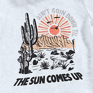 Western Summer Outfits Infant Toddler Baby Boys Cow Letter Printed Short Sleeve T-Shirt Tops and Shorts 2PCS Clothes Set (Gray+Brown, 18-24 Months)