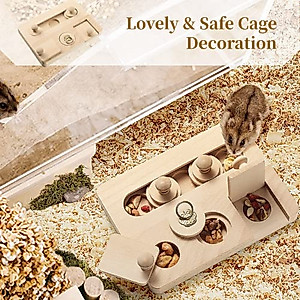 FELISTORY Wooden Foraging Toy for Small Pet - 6 in 1 Interactive Hide Treats Puzzle Snuffle Game, Mental Stimulation Toy for Guinea Pig,Rabbit,Hamster,Hedgehog, Chinchilla, Mouse,Rats,Sugar Gilders