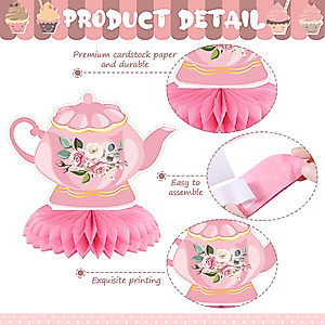 Liliful 12 Pcs Tea Party Decorations Floral Teapot Cake Tea Party Honeycomb Centerpieces Princess Tea Party Supplies Table Tea Party Decor for Birthday Baby Shower Wedding Favors Girls Women