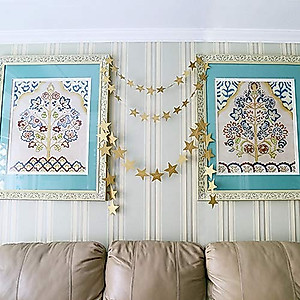 PAPABA 4m Long Paper Star Garland Star String Party Garland Banner for Wedding Birthday Party Baby Shower Decor Gold