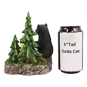 Ebros Whimsical Rustic Forest Black Bear Holding Twig with Marshmallow by Bonfire Campfire LED Night Light Statue Woodland Cabin Lodge Decor Bears Figurine As Decorative Home Accent