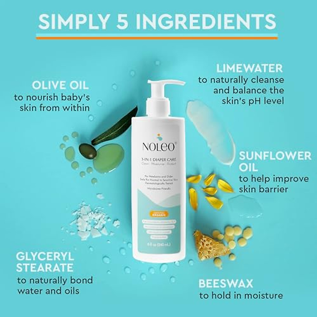 Multipurpose Organic Diaper Care - EWG Verified (8oz) - Baby Cleanser, Baby Lotion Unscented Unfragranced - Replace Zinc Oxide Diaper Rash Cream - Baby Diaper Rash Ointment to Protect Baby Skin