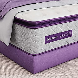 Sersper 12 Inch Memory Foam Hybrid Pillow Top Queen Mattress - 5-Zone Pocket Innersprings Motion Isolation - Heavier Coils for Durable Support - Medium Firm - R&D in North America