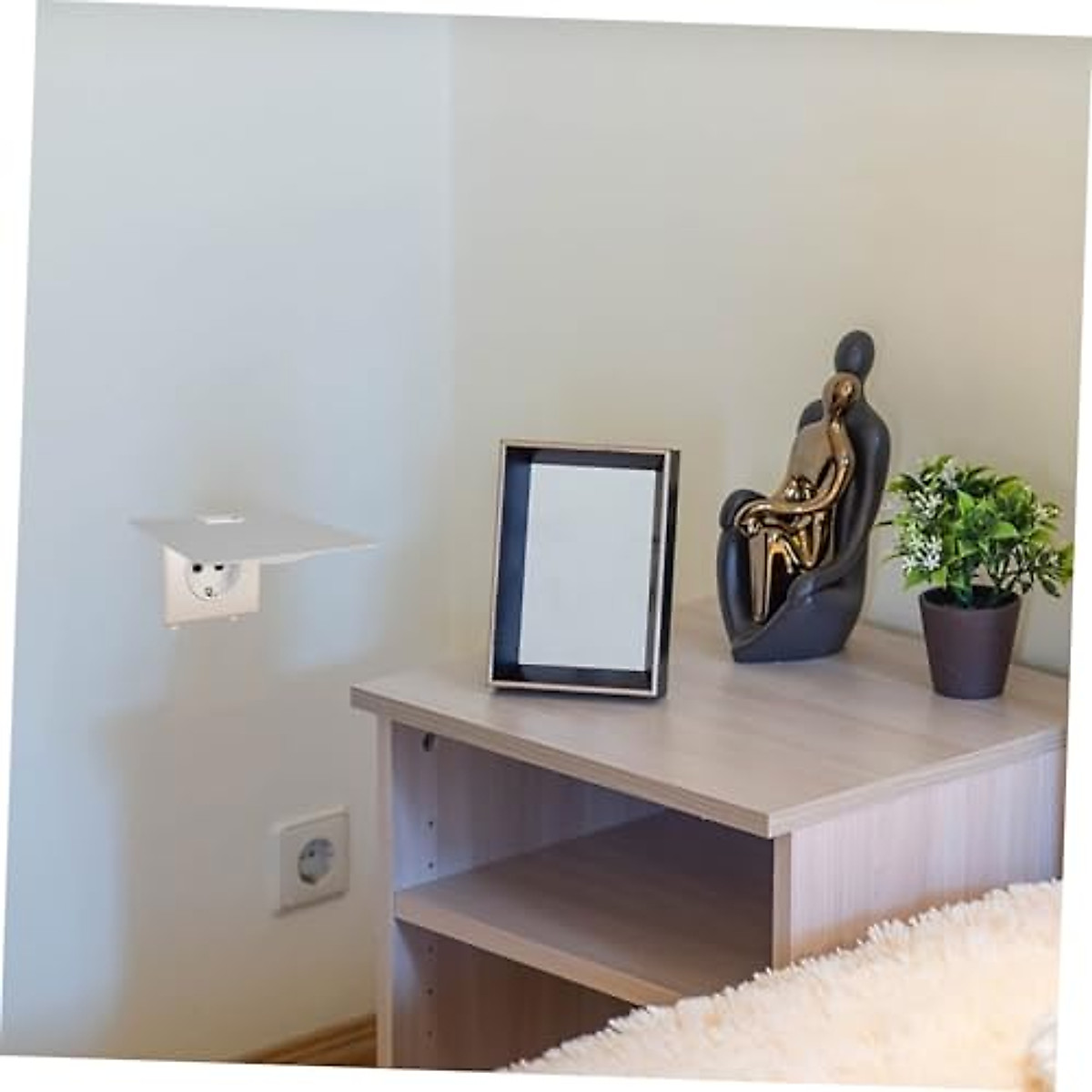 OKUMEYR Wall Bracket Wall-mounted Outlet Storage Shelf Outlet Shelf for Home Storage Shelf for Outlet Router Holder Floating Router Outlet Organizer Tv Mount White Plastic