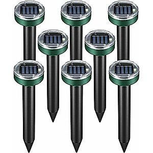 ENLLY Mole Repellent Solar Powered Gopher Repellent Ultrasonic Solar Powered Sonic Mole Deterrent Stakes, Snake Groundhog Repellent for Yard, Garden, Lawn