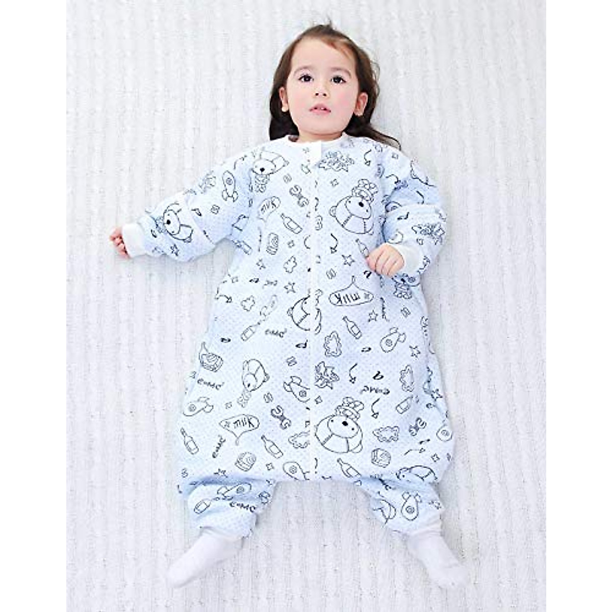 Happy Cherry Baby Girls One-Piece Rompers Sleeping Bag Warm Jumpsuit Wearable Blanket Sleepwear 100% Cotton XXL Blue