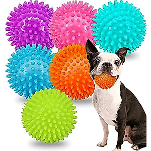 2.5" Squeaky Dog Balls for Small Medium Dogs, 6 Pack Small Dog Chew Toys with Spike, Puppy Toys for Teeth Cleaning and Training