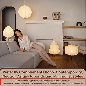 Nogy Noguchi Style Lamp • Akari Lamp • Japanese Lamp • Floor Paper Lamp • Rice Paper Floor Lamp • Chinese Lantern • Lampara de Pie para Sala • Japandi Style Lamp