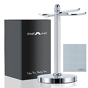 CHARMMAN Safety Razor and Shaving Brush Stand, Extra Wide Openings, Wider Base, Manly Look