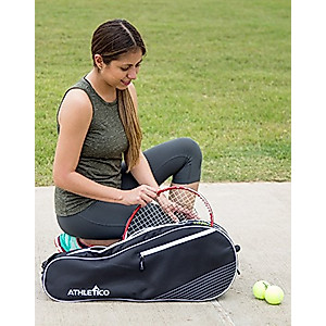 Athletico 3 Racquet Tennis Bag | Padded to Protect Rackets & Lightweight | Professional or Beginner Tennis Players | Unisex Design for Men, Women, Youth and Adults (Black)