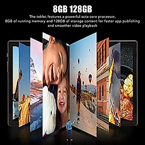 soobu 10.1 Inch Tablet, 4G Call Tablet 8GB 128GB 100-240V 1920x1200 Resolution Front 8MP Rear 20MP Octa Core Processor for Android 11 for Writing (US Plug)