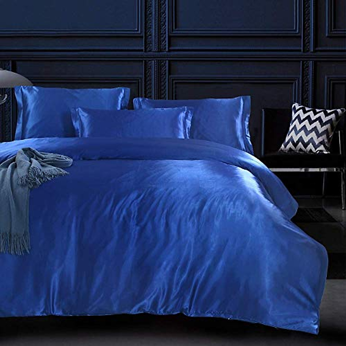 Cotton Home Depot Ultra Soft Luxurious Satin Silk Comforter- 1 Piece Comforter Bedding Set Royal Blue, Queen ( 88 x 88 ) Inches