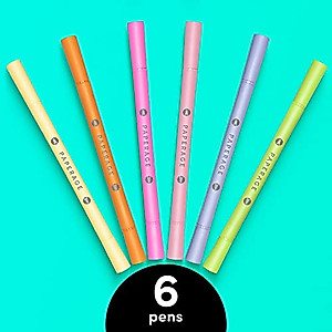PAPERAGE Dual Tip Brush Pens (4.0mm Brush Tip + 0.5mm Fine Tip), Pastel, 6 Pack Dual Tip Brush Pen Set for Drawing, Hand-Lettering, Calligraphy, Journaling and More