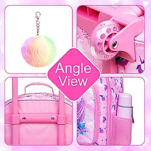 UFNDC Kids Luggage for Girls, Unicorn Suitcase Rolling with Wheels，Travel Carry on for Children Toddler elementary