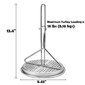 BOHK Turkey Chicken Fryer Poultry Rack Set Deep Frying Rack and Handle lifter Hook Stainless Steel Vertical Chicken Roaster Stand Rack, Heavy Duty Aluminum Roasting Drip Pan (Style A)